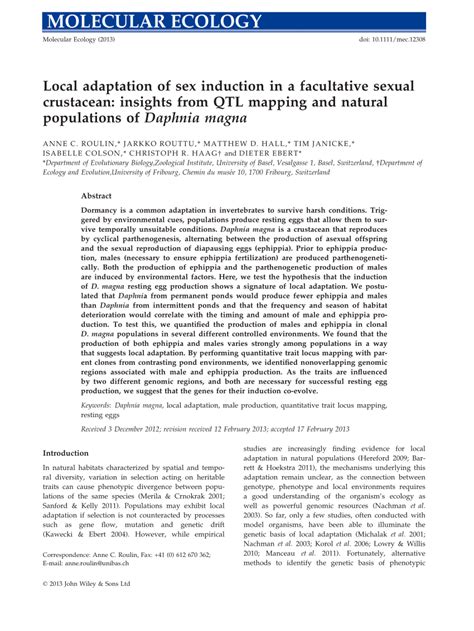 Pdf Local Adaptation Of Sex Induction In A Facultative Sexual