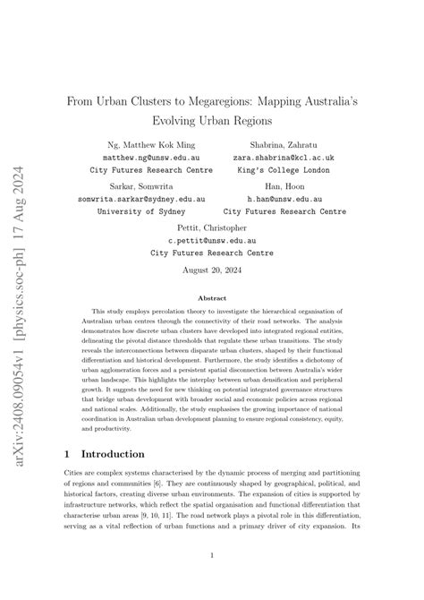 Pdf From Urban Clusters To Megaregions Mapping Australias Evolving
