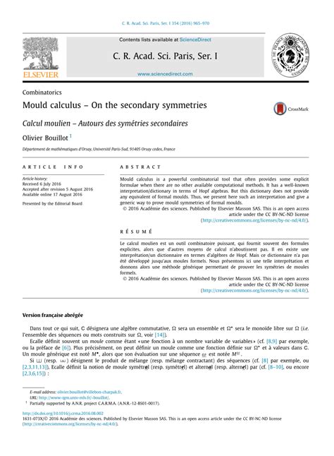 Pdf Mould Calculus On The Secondary Symmetries