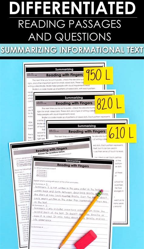 Summarizing Reading Comprehension Passages With Summary Graphic Organizer Reading