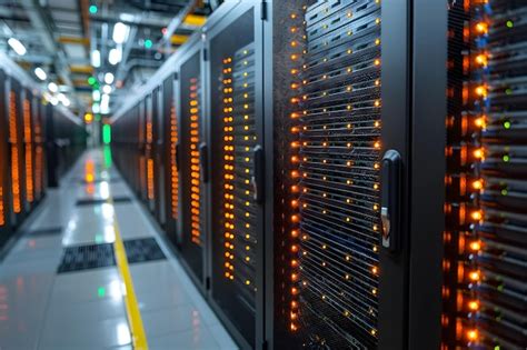Premium Photo Row Of Servers In Data Center Generative Ai