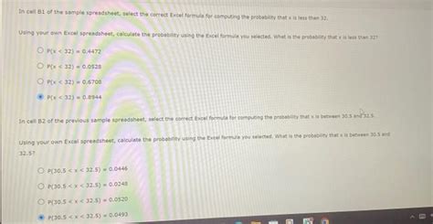 Solved Using Excel Normal Probabilities Consider The Chegg