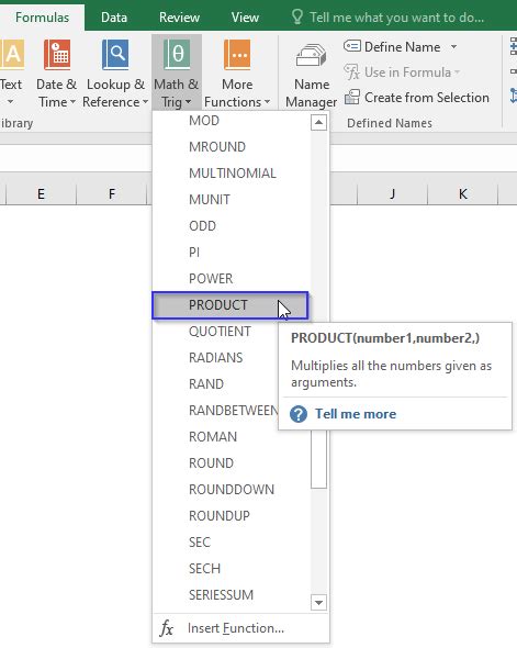 Product Function In Excel