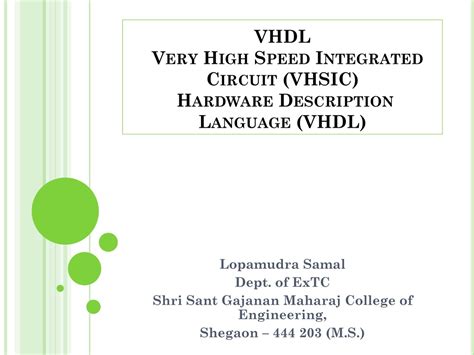 Ppt Vhdl Very High Speed Integrated Circuit Vhsic Hardware Description Language Vhdl