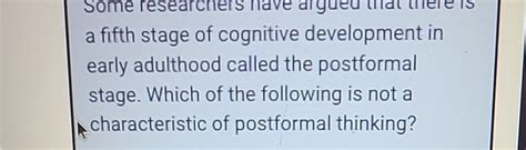 Solved A Fifth Stage Of Cognitive Development In Early