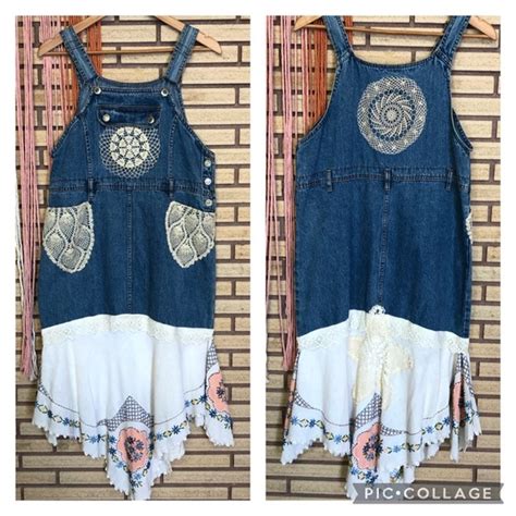 Vintage Dresses Vintage Repurposed Denim Overalls Denim Dress