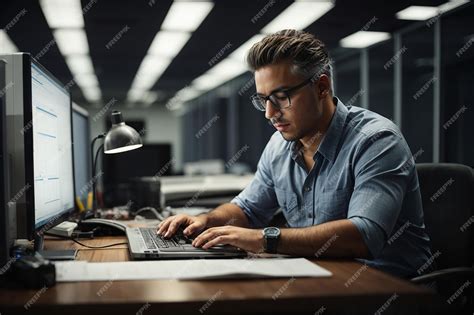 Premium Photo Engineer Working On A Computer In Office Engineering And Architecture Concept