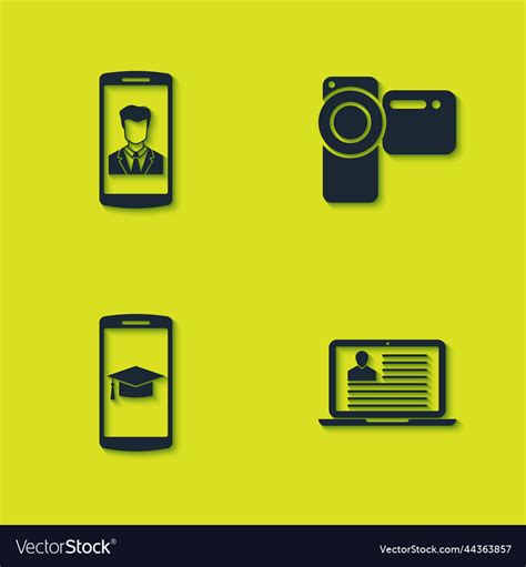 Set Smartphone With Contact Laptop Resume Vector Image