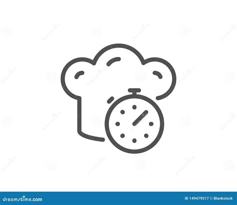 Cooking Timer Line Icon Frying Stopwatch Sign Food Preparation Vector Stock Vector