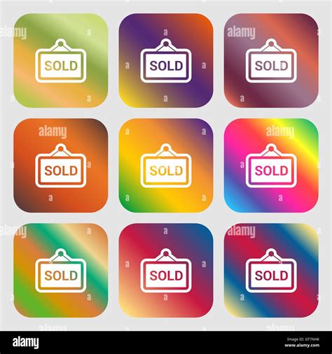 Sold Icon Nine Buttons With Bright Gradients For Beautiful Design