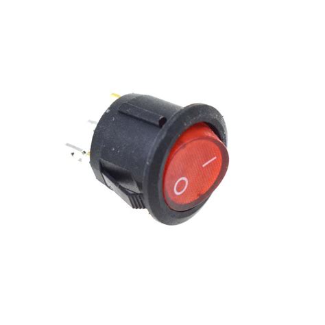 Mini Pin Round Push Button Switch On Off SPDT Rocker Switch Red LED Light Indicate Embedded A