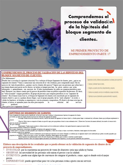 Comprendemos El Proceso De Validación De La Hipótesis Pdf Cliente