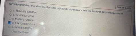 Solved Turbidity Of 0 5 Mcfarland Standard Provides Optical