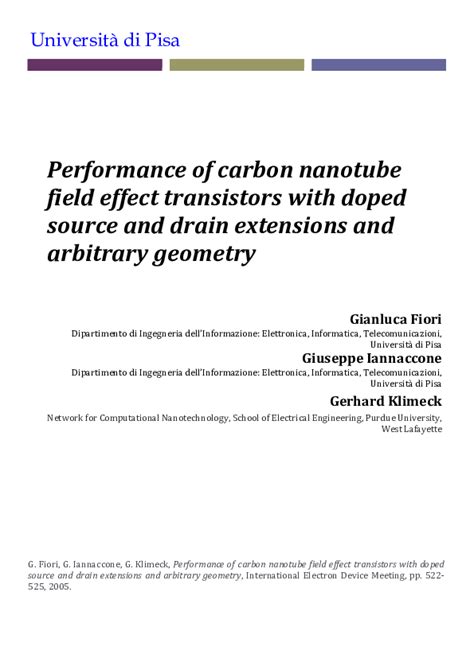 Pdf Performance Of Carbon Nanotube Field Effect Transistors With Doped Source And Drain