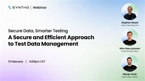 Syntho On Linkedin Webinar Testdatamanagement Tdm Syntheticdata