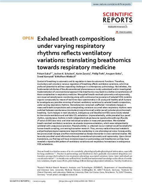 Pdf Exhaled Breath Compositions Under Varying Respiratory Rhythms