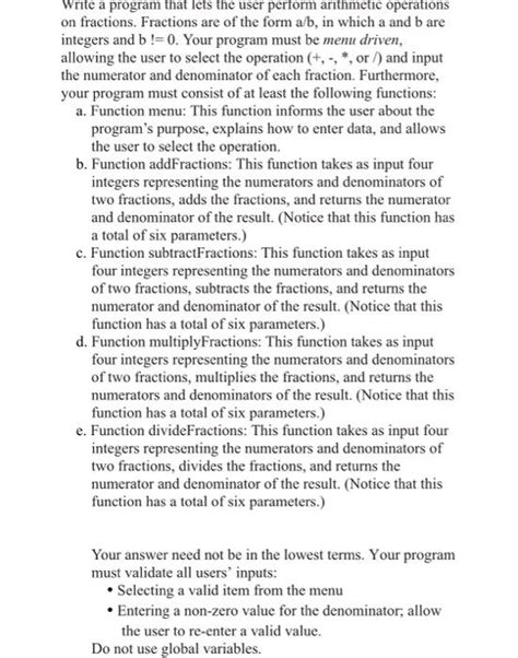 Solved Write A Program That Lets The User Perform Arithmetic