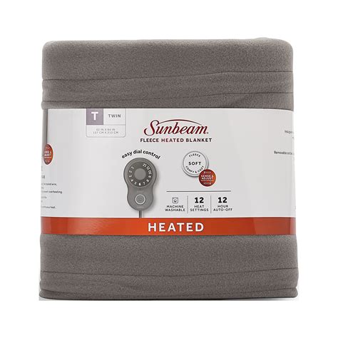Sunbeam Gray Fleece Electric Blanket Twin