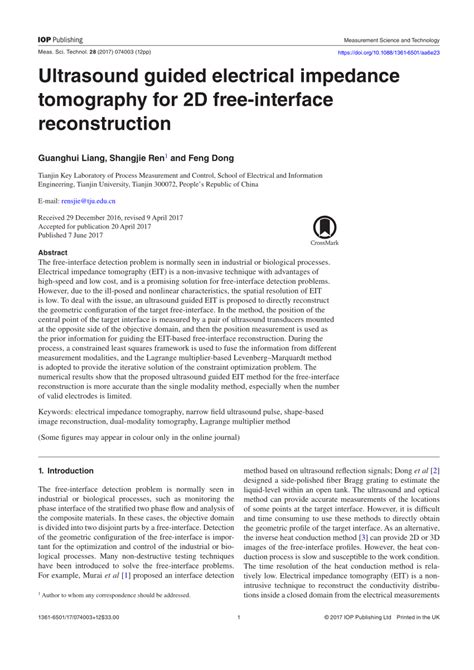 Ultrasound Guided Electrical Impedance Tomography For D Free Interface Reconstruction Request Pdf