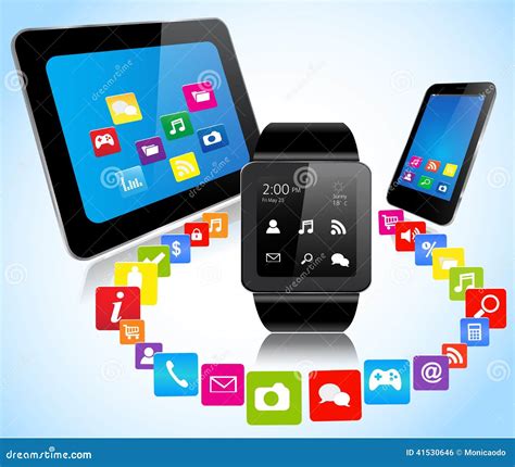Smartwatch Smartphone Tablet And Apps Stock Vector Image 41530646