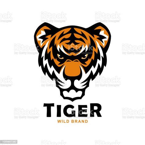 타이거 마스코트 머리 야생 호랑이 벡터 일러스트 레이 션 호랑이에 대한 스톡 벡터 아트 및 기타 이미지 호랑이 고양잇과