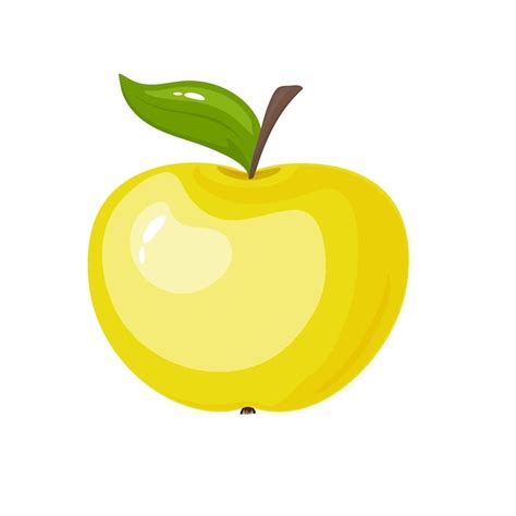 Premium Vector Green Tasty Apple With Leaf