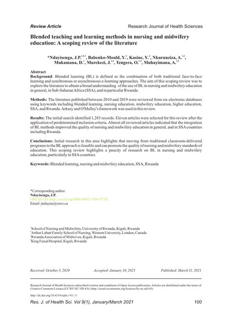 Pdf Blended Teaching And Learning Methods In Nursing And Midwifery