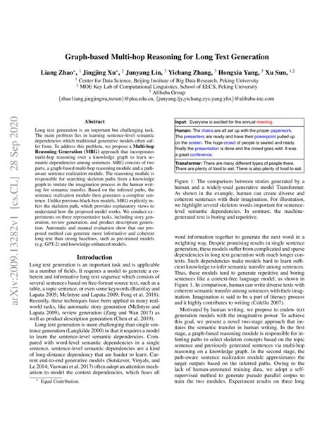 Graph Based Multi Hop Reasoning For Long Text Generation Deepai