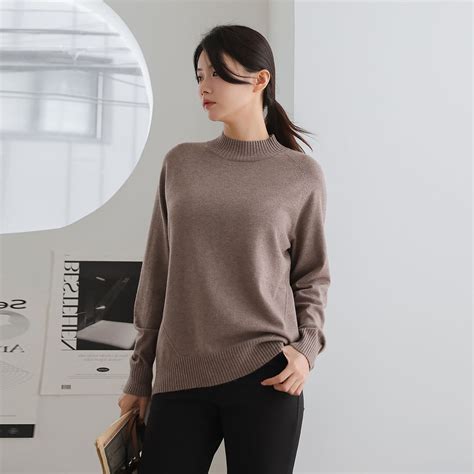 유야 7컬러 뒤트임 무지 반폴라 언발 니트 긴팔 기본티 이너티 Nt0116 가을 겨울