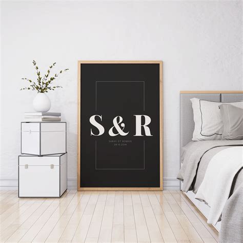 Affiche personnalisée Couple Duo initiales prénoms