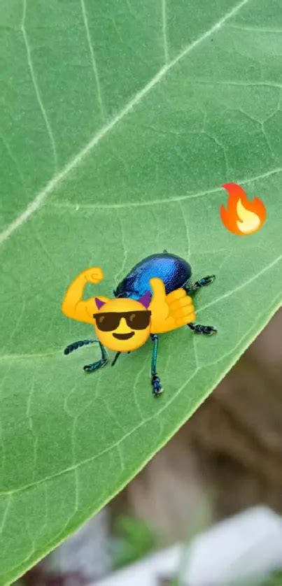 Leaf With Cool Bug Wallpaper Free Download