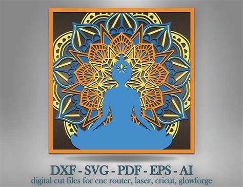 Meditation Shadow Box Svg 3d Meditation Mandala Svg Cut Files Laser