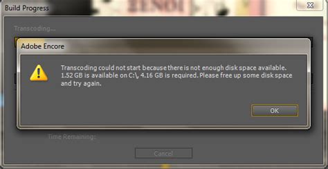 Transcoding Error Not Enough Disk Space Adobe Product Community