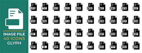 Premium Vector Set File Type Image Icons Glyph Style Format Data Extension Icons Collection