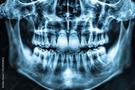 Detailed Dental X Ray Showing The Upper And Lower Jaw Structure With