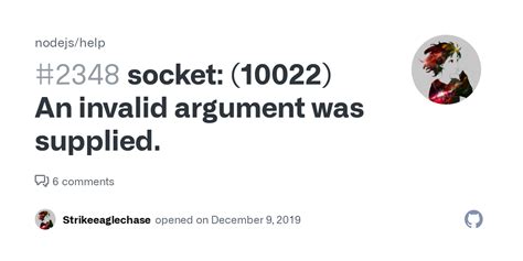 Socket 10022 An Invalid Argument Was Supplied · Issue 2348