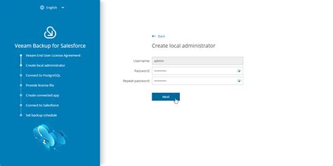 step 2 create local administrator veeam backup for salesforce user guide
