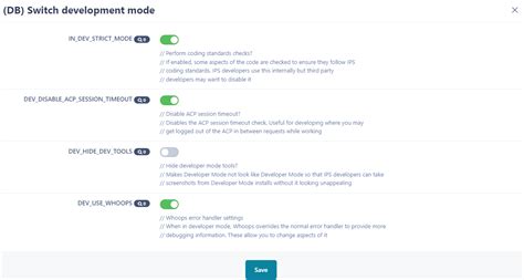 Db Switch Development Mode Interface поддержка Invision Community релизы