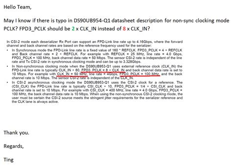 Ds90ub954 Q1 Fpd3pclk 2 X Clkin In Non Sync Clocking Mode