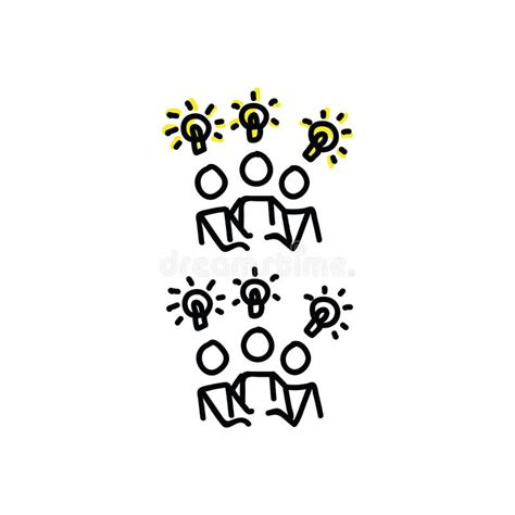 Group Idea Stick Figure Vector Business Illustration Hand Drawn Flat