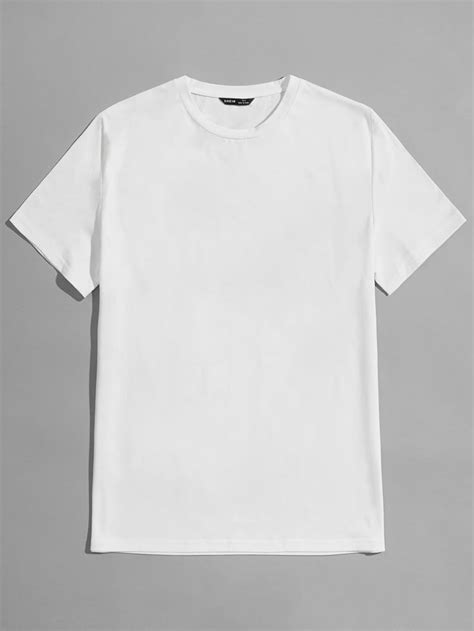 SHEIN Men Round Neck Solid Tee Camicia Bianca Da Uomo T Shirt Da