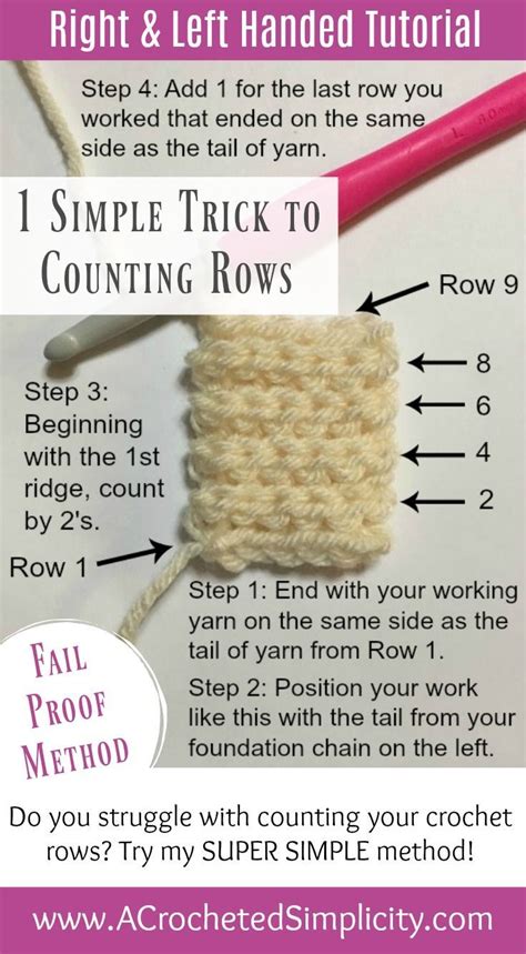 Crochet Tip Simple Method To Counting Rows Left Right Handed Tutorials Slip Stitch
