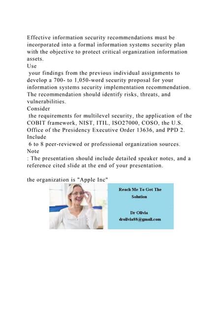 Effective Information Security Recommendations Must Be Incorporated Docx