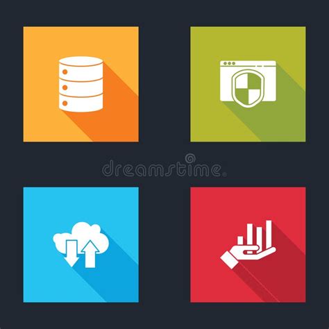 Set Server Data Web Hosting Browser With Shield Cloud Download And Upload And Pie Chart