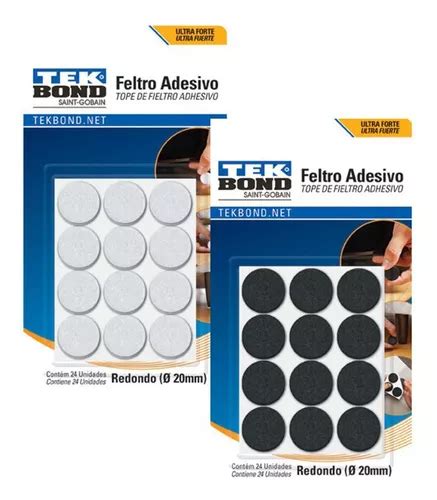 Feltro Adesivo Tek Bond Redondo 20mm C 24unid Branco Preto MercadoLivre