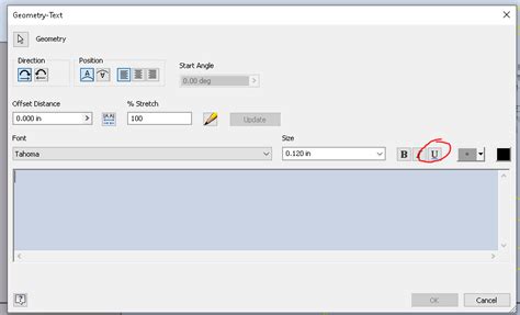 emboss geometry text bug does not fully emboss underlined text
