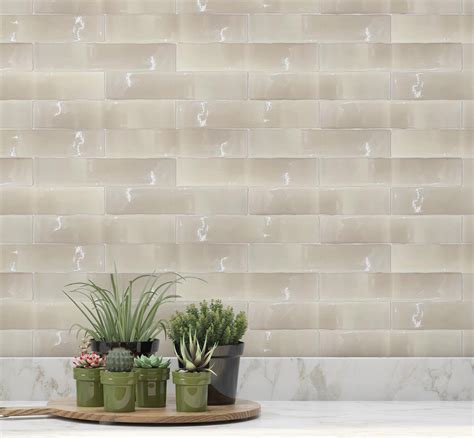 Gelato Vanilla White Crackle Glaze Metro Wall Tiles 25cm X 5cm
