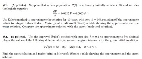 Solved Suppose That A Deer Population P T In A Forestry Chegg