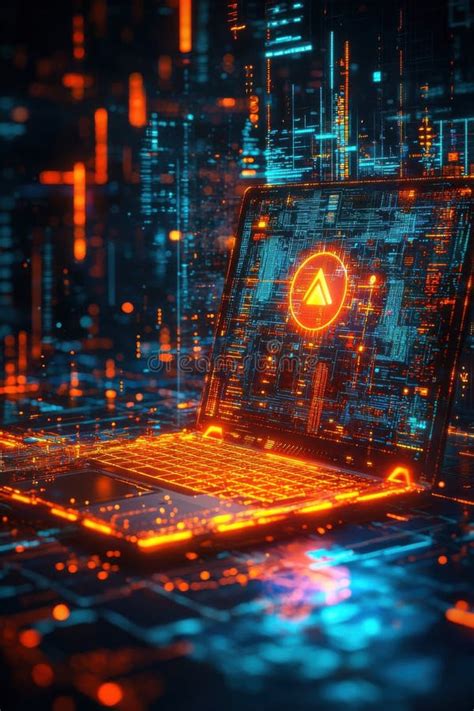 Computer Visualizing Digital Data Connections With Futuristic Interface Stock Image Image Of