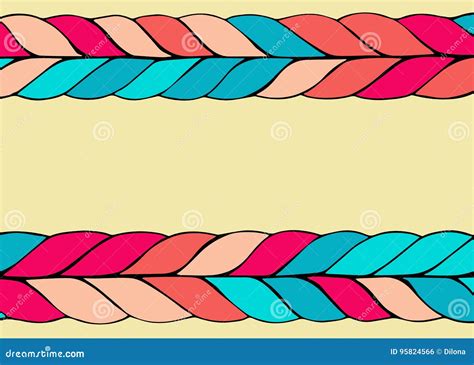 Braid Hair Vector Pattern On Yellow Background